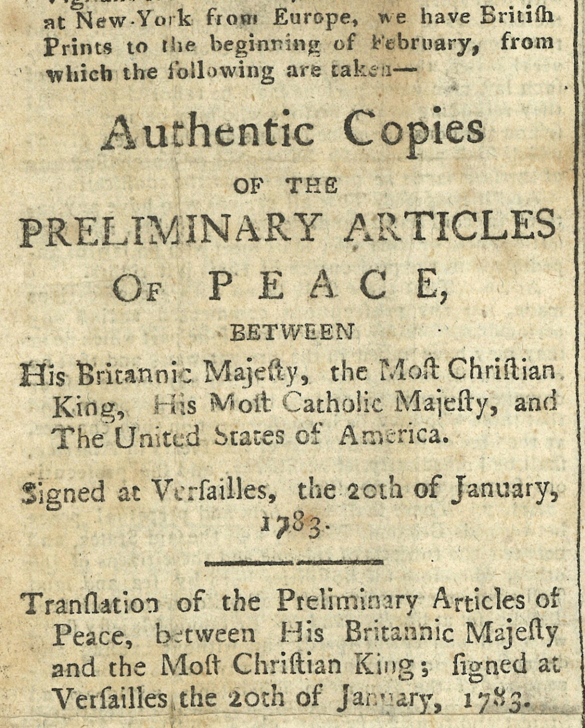Peace - Journal of the American Revolution