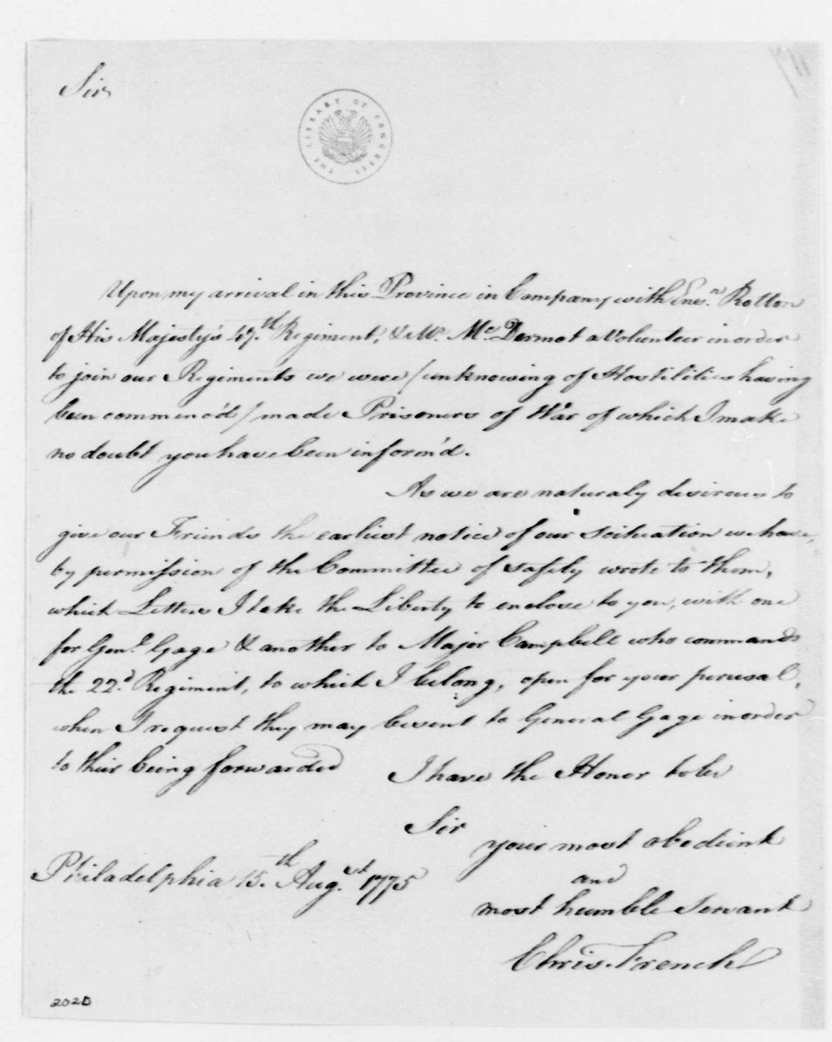 Major Christopher French, Prisoner of War - Journal of the American ...