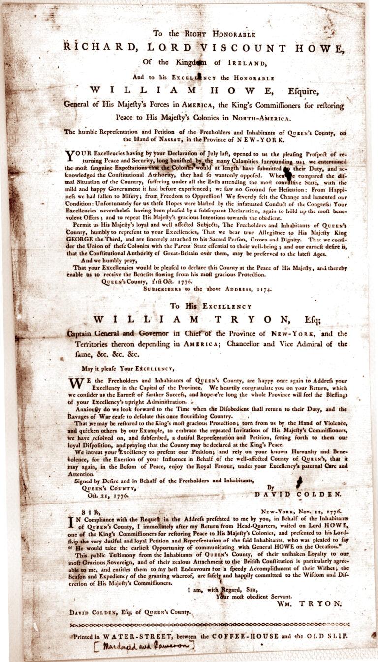 Another Three Loyalist Declarations Signed in the Fall of 1776 ...