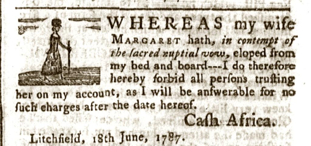 Litchfield Monitor July 2 1787 runaway ad - Journal of the American ...