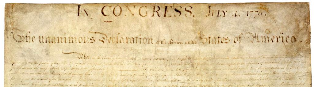 Declaration of Independence top - Journal of the American Revolution